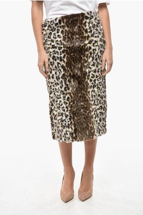 Alexander McQueen Eco-fur A-Line Skirt with Animal Motif size 38