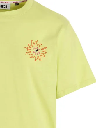 GCDS Logo-Embroidered Cotton T-Shirt - Lime