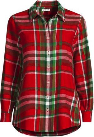 Lands End Boyfriend-Bluse aus Flanell, Damen, Größe:48-50 regular, Rot, Baumwolle, by Lands End