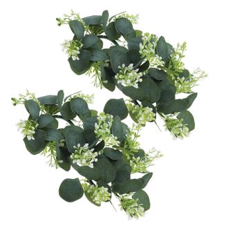 FOMIYES K&uuml;nstlicher Eukalyptus Kranz Klein 2 St&uuml;ck aus Seidenstoff Bl&auml;ttern mit Beeren Osterkerzenring Deko f&uuml;r Tisch und Wohnraum