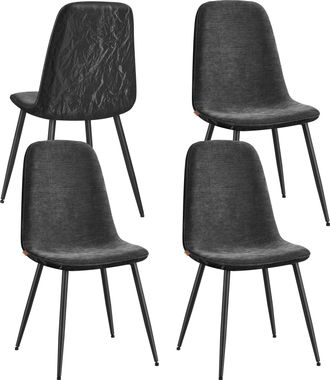 Vasagle Esszimmerstuhl 4er Set, K&uuml;chenstuhl, Polsterstuhl, Metallbeine, verstellbare F&uuml;&szlig;e, pflegeleicht, Chenille-Gewebe, PU mit von Gletschern inspiriertem M