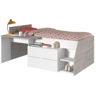 Calicosy Calicosy - kim Lit combine enfant contemporain decor chene silex et blanc - l 90 x l 190 ou 200 cm