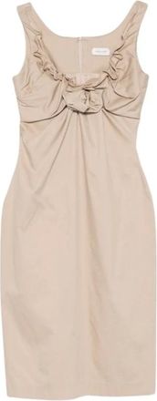 Magda Butrym Femme, Robes, Beige, Taille: 38 FR Robe Midi &agrave; Encolure Drap&eacute;e