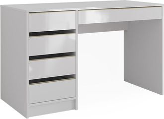 Vicco Schreibtisch Sherry, Wei&szlig; Hochglanz, 55 x 120 cm mit Schubladen