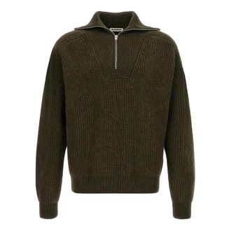 Jil Sander Rippstrick-Pullover mit halbem Rei&szlig;verschluss - - Knitwear - Herren - Gr&uuml;n - XL