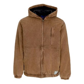 Usual Baumwoll-Kapuzenjacke mit Rei&szlig;verschluss und Taschen - - Jackets - Herren - Braun - S