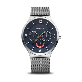 Bering Klassische Milanese Silber Quarzuhr - - Accessories - Herren - Blau - ONE SIZE
