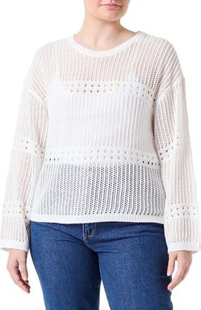 Vila Vila Vijiffy Haut en Tricot à col Rond Ouvert L/S Pull, Egret, XL Femme