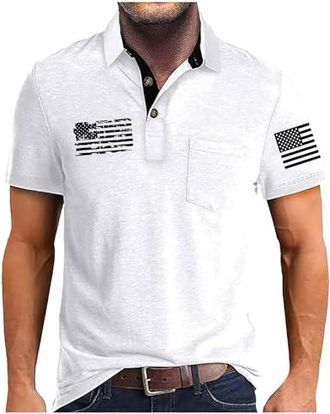 Generic Polo &agrave; manches courtes pour homme - Imprim&eacute; &agrave; revers - Fermeture &eacute;clair, Blanc., XXL