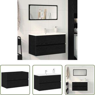 vidaXL Meuble de lavabo - Meuble de Lavabo de Salle de Bain Ch&ecirc;ne noir 80 x 38,5 x 45 cm