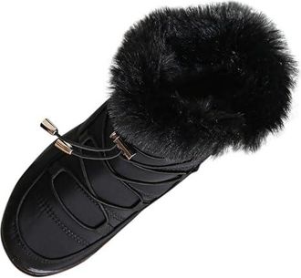 Generic Bottes de neige confortables et confortables pour femme - &Eacute;l&eacute;gantes doubl&eacute;es en fausse fourrure - Talon compens&eacute; bas - Fermeture &eacute;clair lat&eacute;rale - Bot