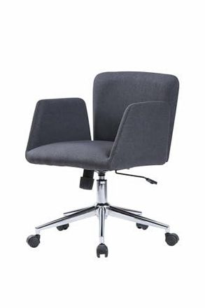Dmora Stuhl mit Rädern Albury, Sessel mit Armlehnen, Ergonomischer Bürositz, 54x55h65/84 cm, Grau
