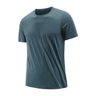 Generic T-shirt d&eacute;t&eacute; pour homme Couleur unie Soie T-shirt col rond V&ecirc;tements &agrave; s&eacute;chage rapide, Marine, XXL