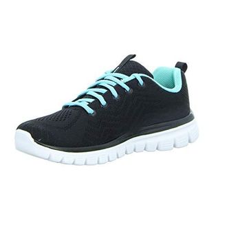 Skechers Femme Graceful-get Connected Fashion-sneakers, Black Mesh Turquoise Trim, 37 EU