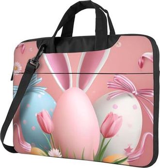 Generic Sac pour ordinateur portable de 15,6, motif tulipe printani&egrave;re, avec bandouli&egrave;re - Housse de protection antichoc pour ordinateur portable de 15,6 - Po