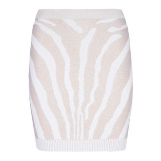 Balmain Kurzer Strickrock mit Zebramuster - - Skirts - Damen - Wei&szlig; - M