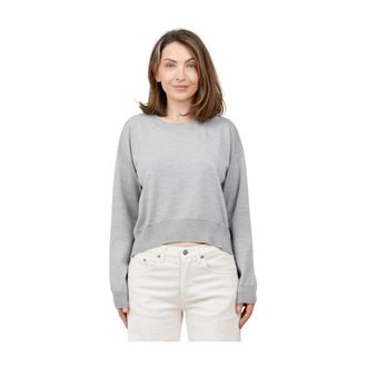 Dondup Cropped Oversized Rundhalspullover aus extrafeiner Merinowolle - - Knitwear - Damen - Grau - S