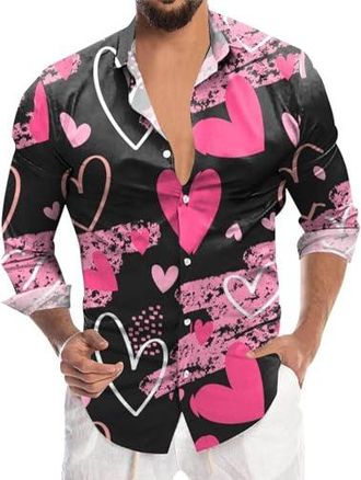 Generic Chemise à manches longues pour homme avec imprimé numérique 3D et revers boutonné 2026, kaki, 3XL