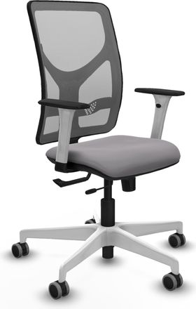 Piqueras y Crespo Schreibtischstuhl grau mit wei&szlig;en und schwarzen Armlehnen, h&ouml;henverstellbare Lendenwirbelst&uuml;tze, ausgestattet mit Syncro/Traslack und Schneideschaum, 