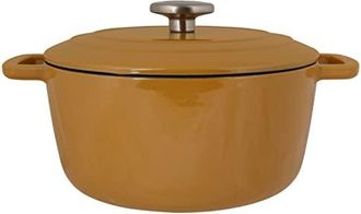 Cosy & Trendy Fontestic Kochtopf Gusseisen 4,6 L | Schmortopf 24 cm, H: 11,6 cm | Amber Gold | Innen weiß emaillierter Gusseisen Topf | Gusseiserner Topf für alle H