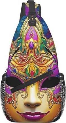 Generic Sac &agrave; dos &agrave; bandouli&egrave;re color&eacute; avec masque &agrave; plumes pour homme, sac &agrave; dos de randonn&eacute;e
