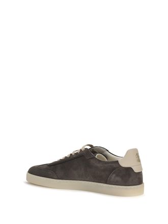 Brunello Cucinelli Mens Suede Sneakers Anthracite-Ivory-Slate Upper: Calf Leather Trainers Anthracite/ivory/slate