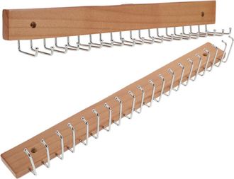 BESPORTBLE 2 St&uuml;ck Wandmontierter G&uuml;rtel und Krawattenhalter aus Holz Platzsparender Organizer f&uuml;r Kleiderschrank Schlafzimmer und Badezimmer