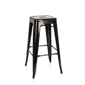 hjh OFFICE 645010 Tabouret de Bar VANTAGGIO High Métal Noir, Tabouret Industriel Haut, empilable