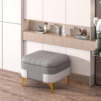 Generic Rechteckige Aufbewahrungsbank Mit Lederkissen - Fußstütze & Schuhbank - 40x40x40cm(Gray)