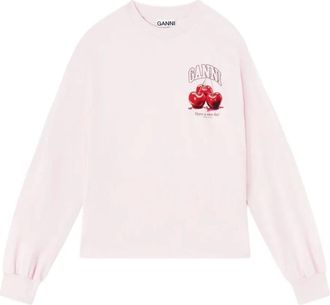 Ganni Femme, Sweatshirts et sweats &agrave; capuche, Rose, Taille: 40 FR T-shirt &agrave; manches longues Fruit