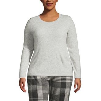 Lands End Kaschmir-Pullover mit rundem Ausschnitt, Damen, Größe:52-54 plus, Grau, Kaschmir, by Lands End