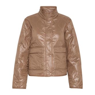 Saint Tropez Stilvolle Jacke mit Stehkragen und Taschen - - Jackets - Damen - Braun - 2XL