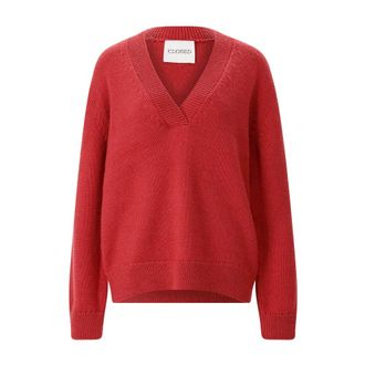 Closed Pull &agrave; col en V en m&eacute;lange de laine - Femme - Pulls - Rouge - Taille: 38 FR
