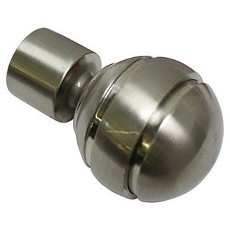 Gardinia 10011162 Endknopf/Endst&uuml;ck Kugel f&uuml;r Gardinenstangen, Serie Chicago, Durchmesser 20 mm, edelstahloptik