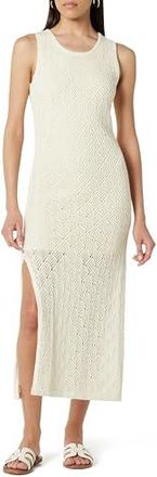 The Drop Ritu Crochet Maxi Dress Robe Longue, Whisper White, XS