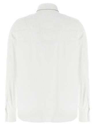 Brunello Cucinelli Monile-Trimmed Cotton-Blend Shirt - White