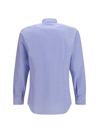 Etro Mens Roma Cotton Shirt With Pegaso Logo Azzurro