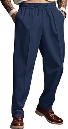 Generic Pantalon De Travail Homme De Relaxation De Training Survetements De Yoga Pratique Jean Multifonction avec Poches Zippées Vetements À Cordon De Serrage