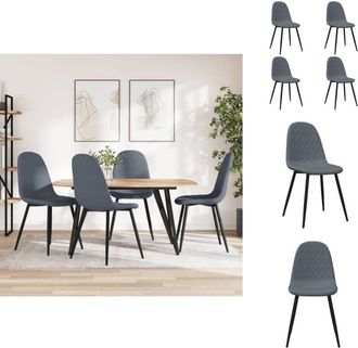 vidaXL Esszimmerst&uuml;hle 4 Stk. Dunkelgrau Samt - Esszimmerst&uuml;hle - Samtst&uuml;hle - Dunkelgraue M&ouml;bel - Stuhlset - Wohnzimmer Dekoration