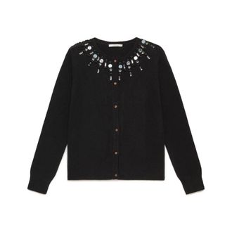 Maliparmi Woll-Stickerei-Strickjacke - - Knitwear - Damen - Schwarzk - S