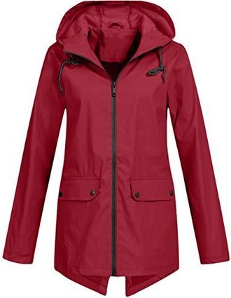 Generic Veste polaire en peluche pour femme - Grande taille - Coupe-vent - Ample - Décontracté - Solide - Pour lextérieur - Vêtements chauds pour lhiver, Roug