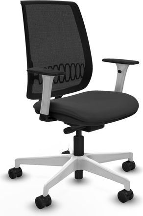 Piqueras y Crespo Stuhl aus Netzgewebe mit wei&szlig;en und schwarzen Armlehnen, h&ouml;henverstellbare Lendenwirbelst&uuml;tze, ausgestattet mit Syncro/Traslack und eingespritztem Sch