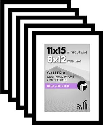 Americanflat 11x15 Bilderrahmen-Set von 5 in Schwarz - Verwendung als 20,3 x 30,5 cm Bilderrahmen mit Passepartout oder 28,9 x 38,1 cm Rahmen ohne Passepartout - G
