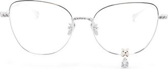 Yvmin Yvmin, Femme, Accessoires, Gris, Taille: ONE Size Lunettes oeil-de-chat orn&eacute;es de cristaux