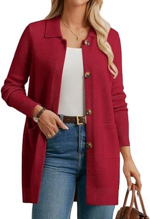 Grace Karin Veste en tricot femme automne longue chaude &agrave; manches longues cardigan ouvert devant avec poches, XXL