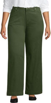 Lands End 5-Pocket-Chinos mit weitem Bein, Damen, Größe:52 plus, Grün, Baumwoll-Mischung, by Lands End