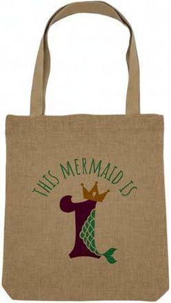 Fabulous Sac Shopping Tote Bag Aspect Lin - This Mermaid is 1 Years Old Birthday Party - Sac de Courses Toile Epaisse 360g Beige Naturel Cabas Port&eacute; Epaule Sol