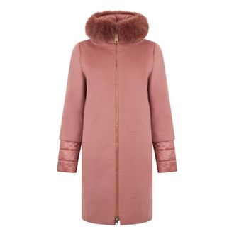 Herno Kaschmir-Cocoon-Mantel mit abnehmbaren &Auml;rmeln und Windschutz-Pelzkragen - - Coats - Damen - Rosa - M