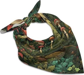 Generic Écharpe carrée en soie légère motif arbre de forêt - Foulard en forme de champignon - Écharpe pour cheveux respirante - Cadeau pour femme et homme, mu