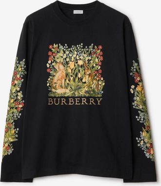 Burberry Lang&auml;rmeliges Baumwoll-T-Shirt mit Waldmotiv
